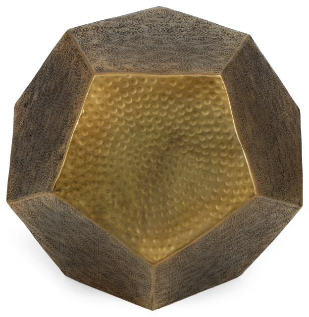 Lippert Modern Glam Handcrafted Aluminum Pentagonal Accent Table ...