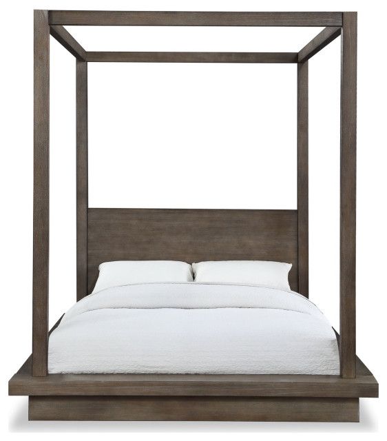 California King Canopy Bed, Mitered Top With Side Panels, Rustic Dark ...
