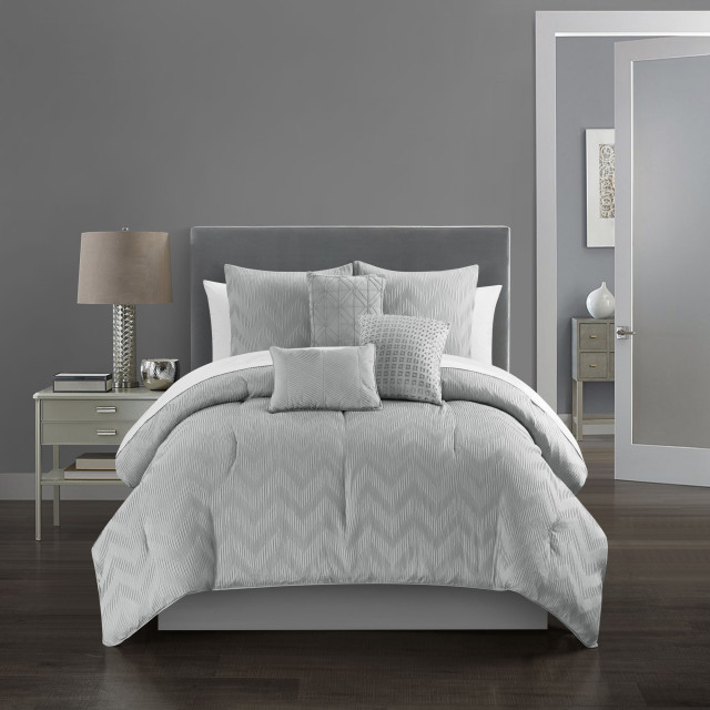 Chic Home Meredith Comforter Set - Decorative Pillows Shams - Grey ...