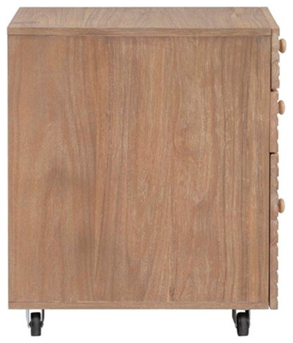 Linon Sway Wood File Cabinet with 3 Drawers Rolling Castors in Natural ...