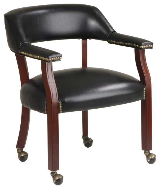 Traditional Guest Chair With Wrap Around Back and Casters ...