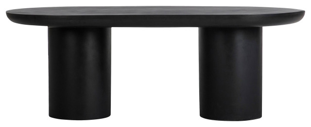 Rocca Black Concrete Top Dining Table, 83W x 39.5D x 30H - Transitional ...