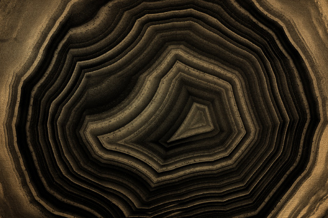 "Inner Rings" Painting Print on Gold Metallic Canvas, 36"x24 ...