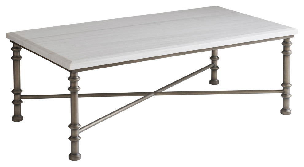 Flagler Rectangular Marble Top Cocktail Table - Traditional - Coffee ...
