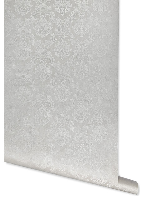 Ivory Damask Wallpaper, Bolt - Traditional - Wallpaper - by Romosa ...