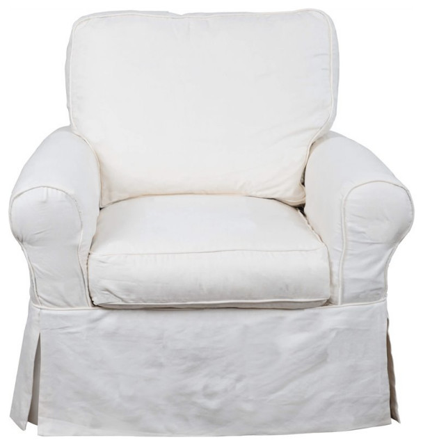 Sunset Trading Horizon Cotton Slipcovered Swivel Rocking Chair in Warm ...