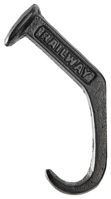 Black Cast Iron Railway Spike Wall Mount Hook Set, Set of 6 ...