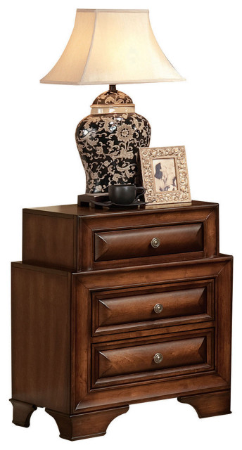 ACME Konane Nightstand, Brown Cherry - Transitional - Nightstands And ...