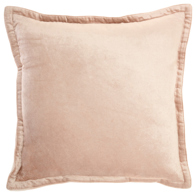 Nourison Home 20"x20" Sofia Solid Velvet Flange Blush Throw Pillows, 20 ...