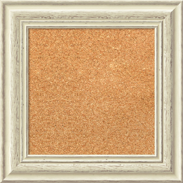 Framed Cork Board, Small-Large, Country White Wash Wood - French ...