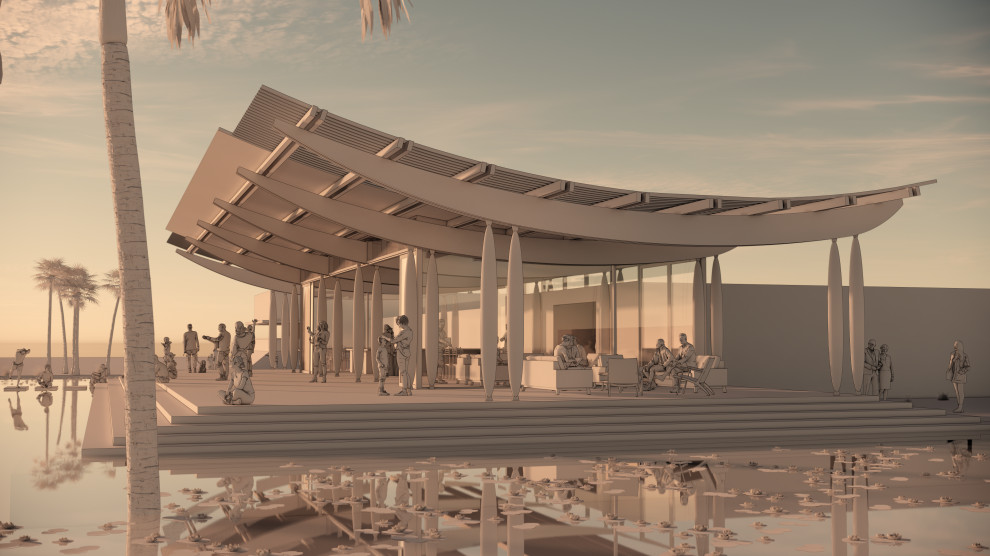 Inverted Curved Roof Pavilion - Waterfront Architecture - Tropical ...