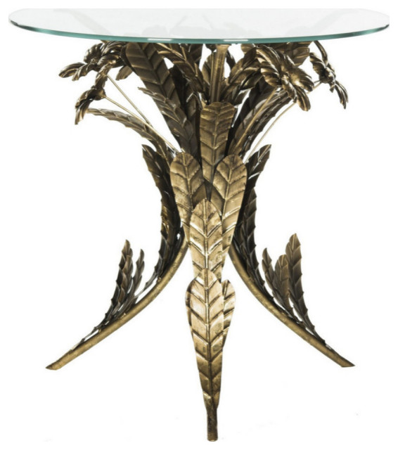 Carol Gold Leaf Bouquet Side Table, Antique Gold - Contemporary - Side ...
