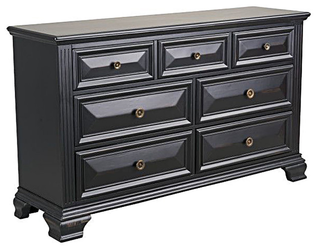 Traditional Double Dresser, Multiple Drawers With Rounded Knobs ...