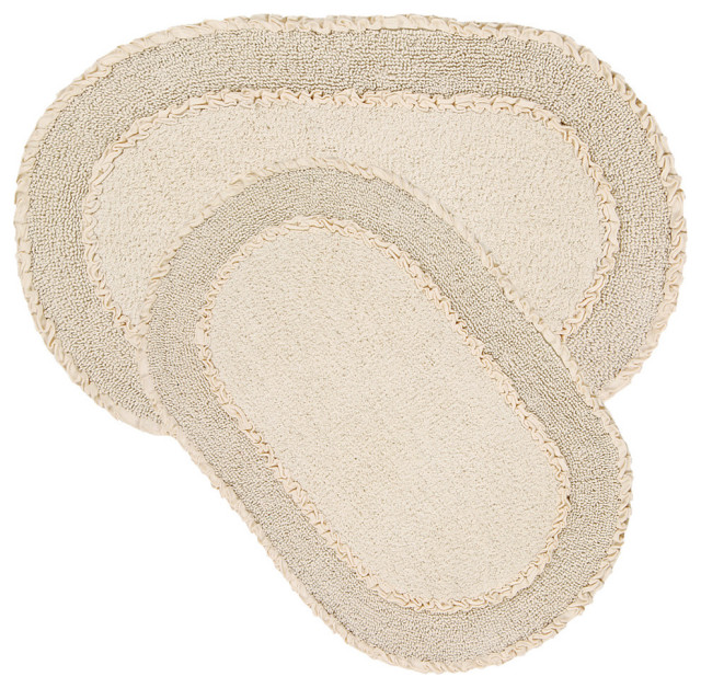 Double Ruffle 2-Piece Bath Rug Set, 21"x34", 24"x40" - Contemporary ...
