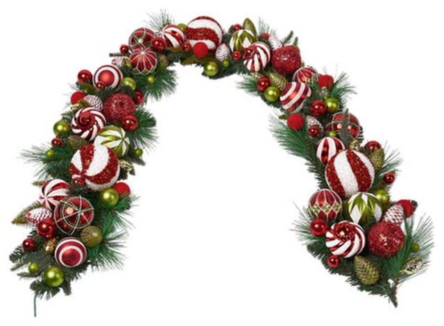 December Diamonds Fun At The North Pole 6Ft Red/Green Bauble Garland ...