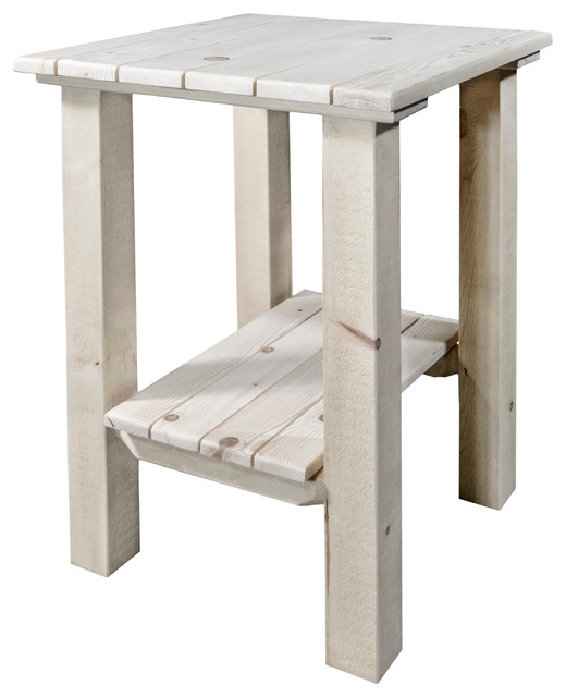 Montana Log Collection Wood Homestead End Table In Ready To Finish ...