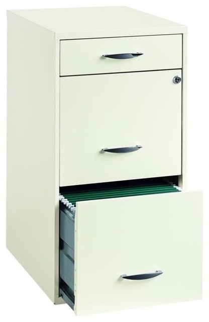 Scranton & Co 3-Drawer Contemporary Metal File Cabinet in Pearl White ...