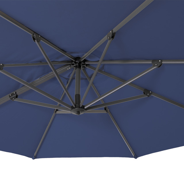 10' Navy Blue Polyester Round Tilt Cantilever Patio Umbrella With Stand ...