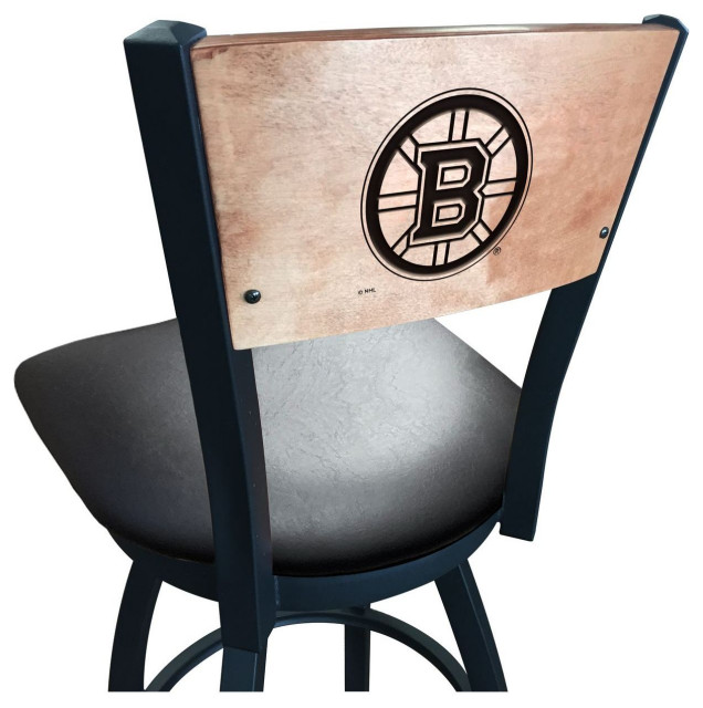 Holland L038 Engraved Boston Bruins 36" Swivel Bar Stool - Black/Vinyl ...
