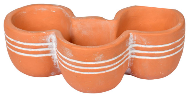 Vickerman 3.5" Brown Terracotta Triple Pot - Modern - Indoor Pots And ...