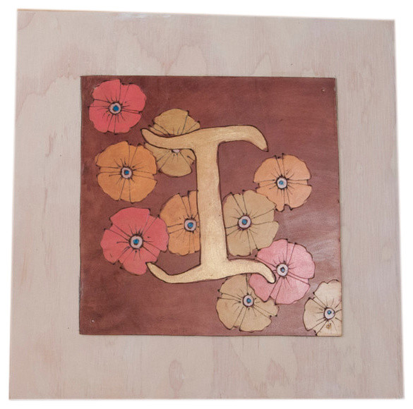 Poppy Garden With Flowers Wall Letter, 12"x12" - Contemporary - Wall ...