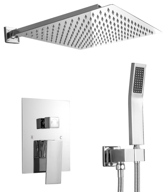 Concealed Wall Mount Shower Head With Handheld Shower and Shower Hose ...