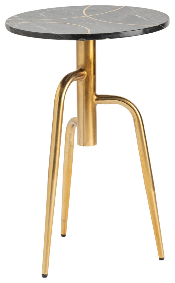 Ava End or Side Table, Black and Gold - Midcentury - Side Tables And ...