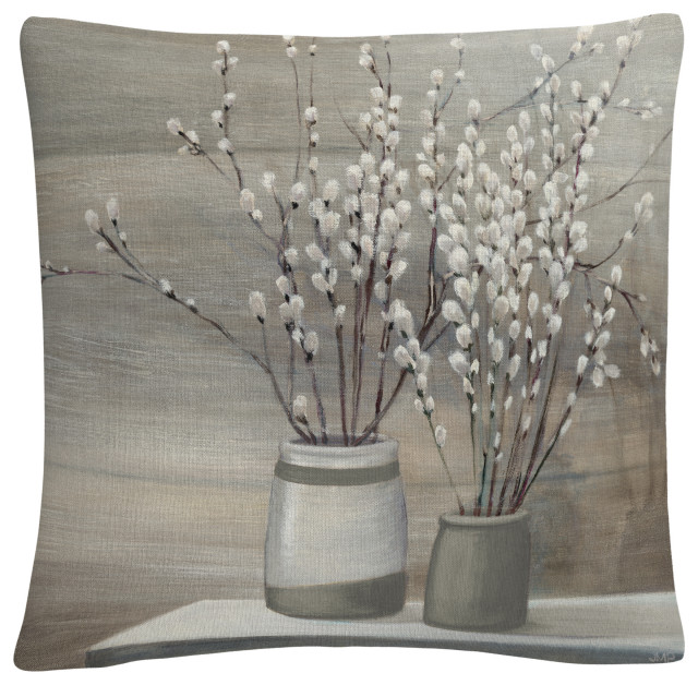Julia Purinton 'Willow Still Life Gray Pots Crop' Decorative Pillow, 16 ...