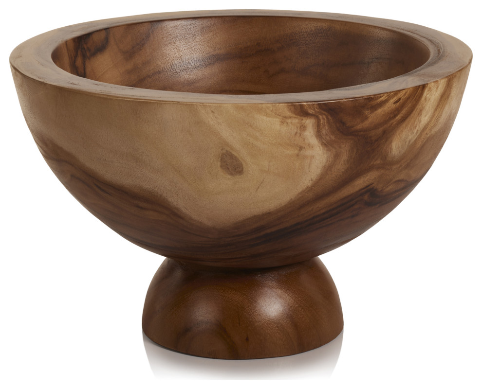 Amadea Wooden Footed Bowl - Rustic - Decorative Bowls - by Zodax | Houzz