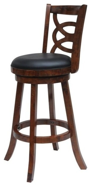 Boraam Wood Siena Bar Height Swivel Bar Stool in Walnut Finish ...