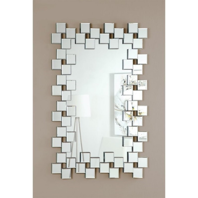 Coaster Pamela Modern Glass Frameless Wall Mirror with Staggered Tiles ...