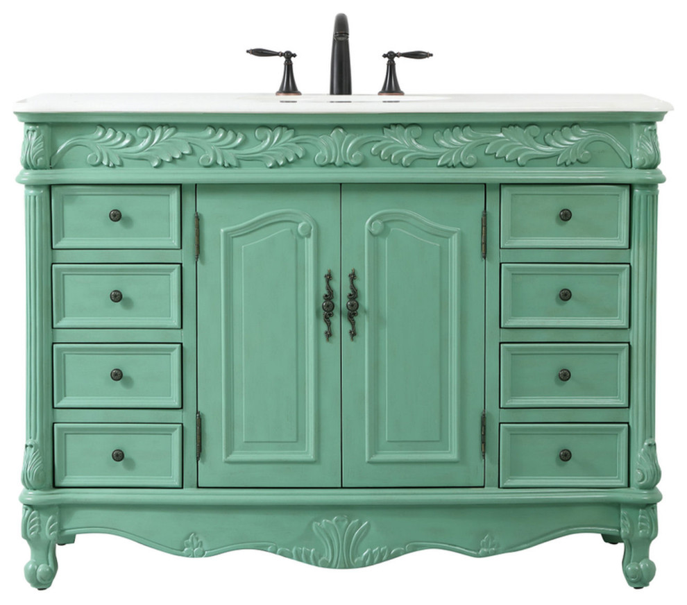 48" Single Bathroom Vanity, Vintage Mint, Vf-1039Vm - Eclectic ...