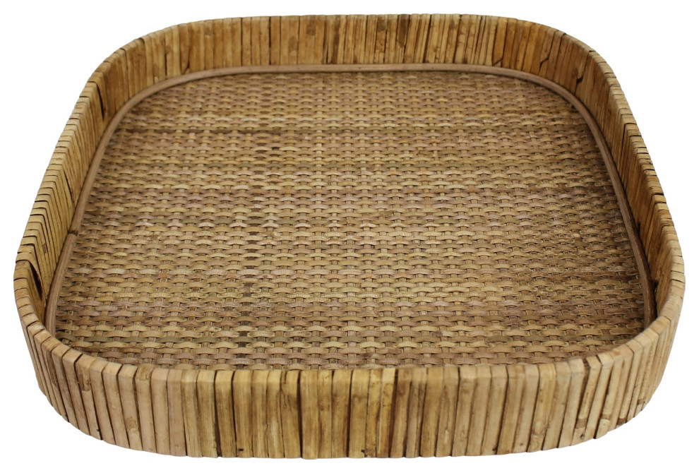 Jumbo Braided Bamboo Square Tray - Tropical - Serving Trays - by ...