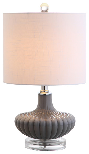 Kamille 18" Glass and Lucite Table Lamp, Gray - Transitional - Table ...