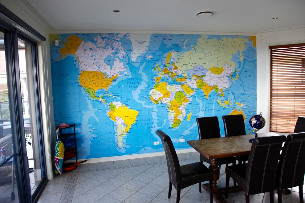 World map wallpaper mural for Sydney home - Contemporary - Sydney - by ...