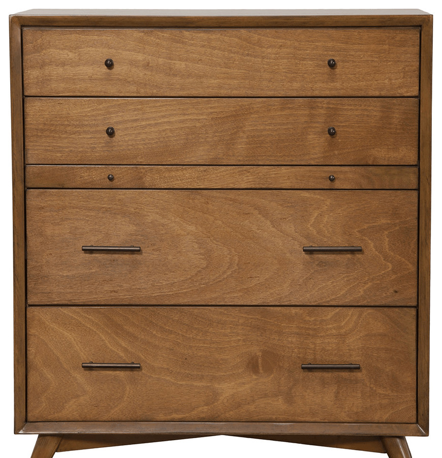 38" Brown Solid Wood Four Drawer Chest - Midcentury - Dressers - by ...