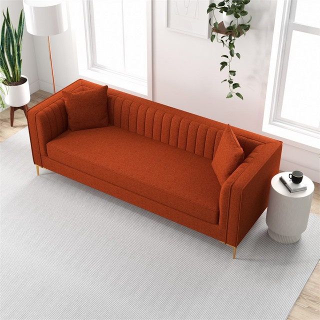Kendrix Mid Century Modern Luxury French Boucle Fabric Couch in Dark ...