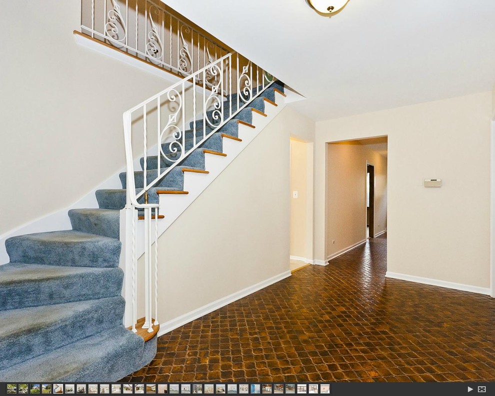 First things first...no more nasty powder blue carpet!
