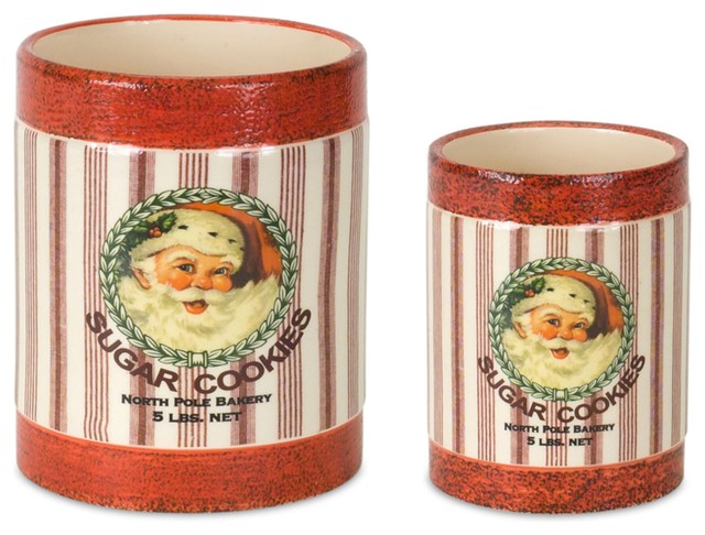 Santa Canister (Set of 4) 3.25"D x 4.5"H, 4.75"D x 5.75"H Ceramic ...