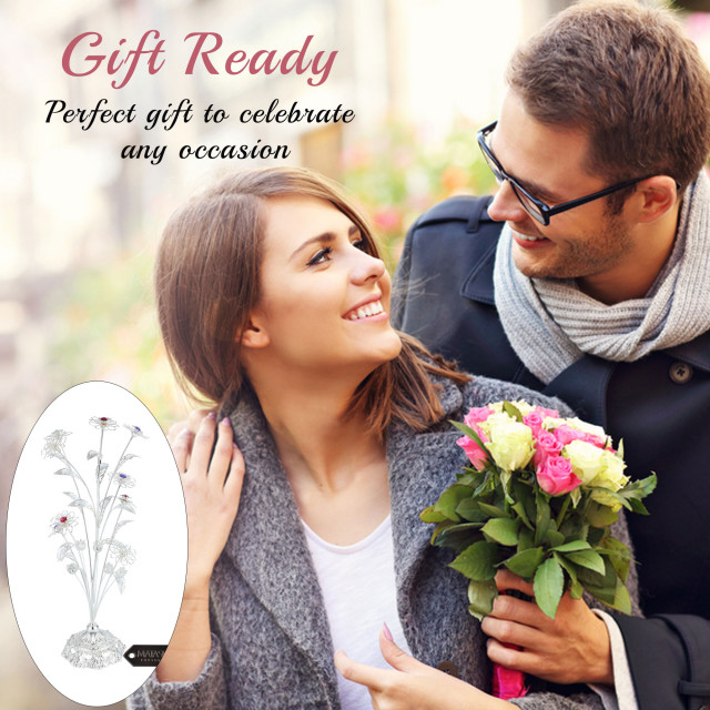 Matashi Silver Plated Crystal Studded Flower Bouquet Centerpiece With ...