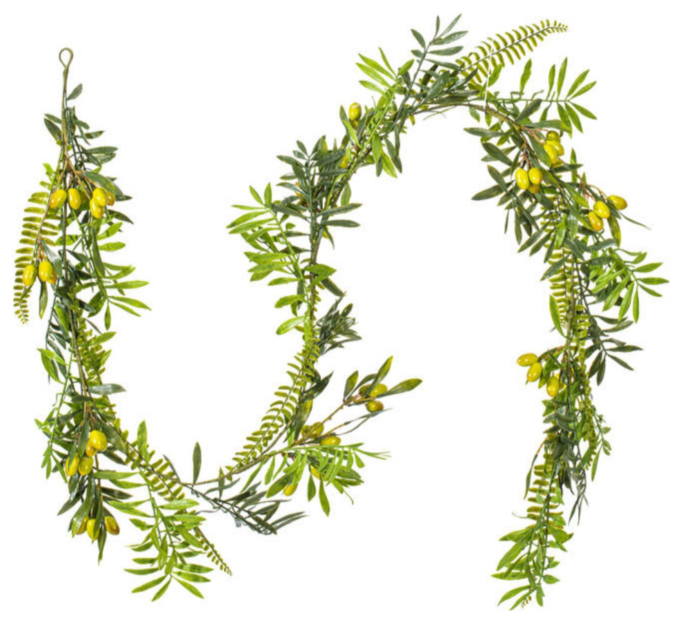 6' Mixed Olive Leaf Garland - Contemporary - Wreaths And Garlands - by ...