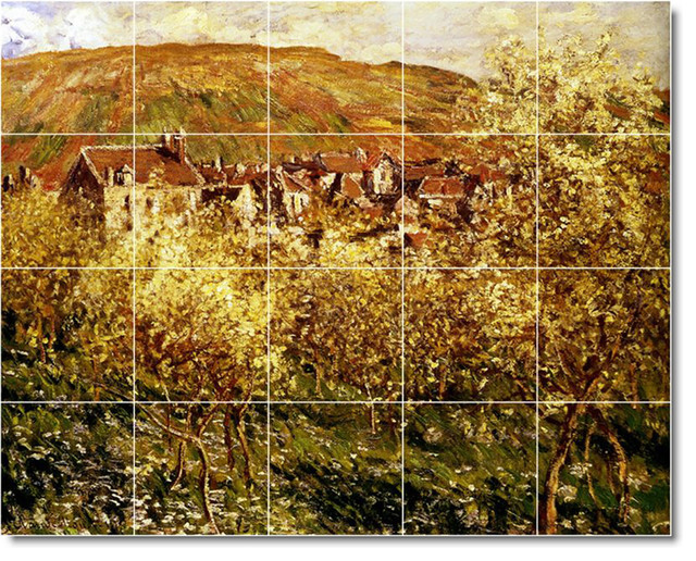 Claude Monet Country Painting Ceramic Tile Mural #75, 60" Wide x 48 ...
