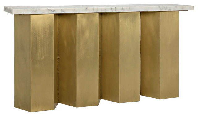 Memphis Console, Stone, Antique Brass Finish - Contemporary - Console Tables - by Rustic Home ...