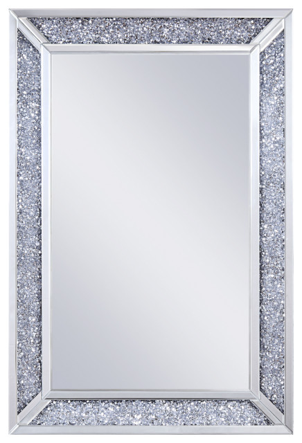 Benzara BM195980 Faux Crystal Inlay Wall Mirror With Mirrored Borders ...