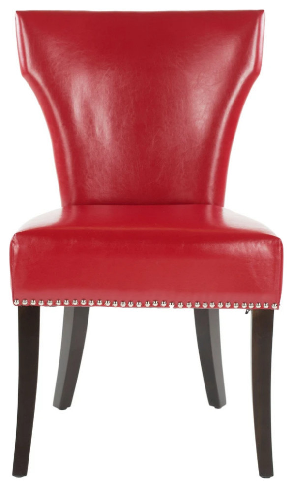 Kash 22"H Dining Side Chairs, Set of 2, Silver Nail Heads Red ...