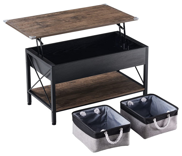 Lift Top Coffee Table with Two Free HQ Cloth Bins Storage ...