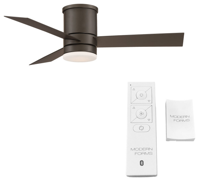 Axis 3-Blade Smart Flush Mount Ceiling Fan 44" Bronze, 3500K LED Kit ...