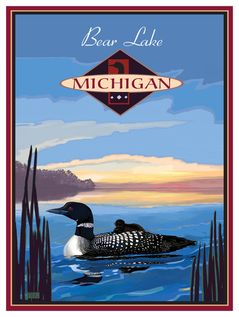 by Artist Joanne Kollman Bear Lake Michigan Loon Art Print, 18"x24 ...