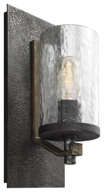 Angelo Wall Sconce, 1-Light, Distressed Weathered Oak, Slate Gray Metal ...