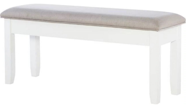 Contemporary Dining Bench with Storage and Cushioned Lid, Wooden Legs ...